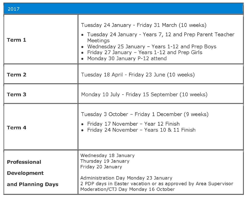 School Times and Term Dates